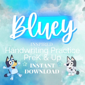 Handwriting Practice, Bluey, Prek, Kindergarten, 1st Grade, 2nd Grade ...