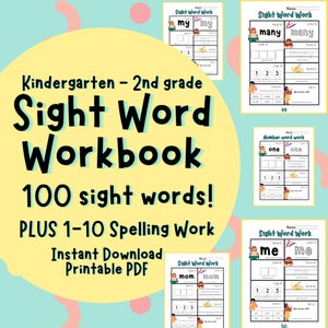 Sight Word Workbook- 100 Sight Word Practice- One to Ten Spelling ...