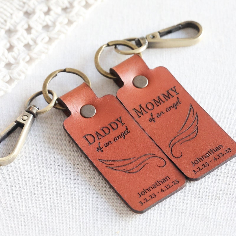Angel Leather Keyring - Etsy