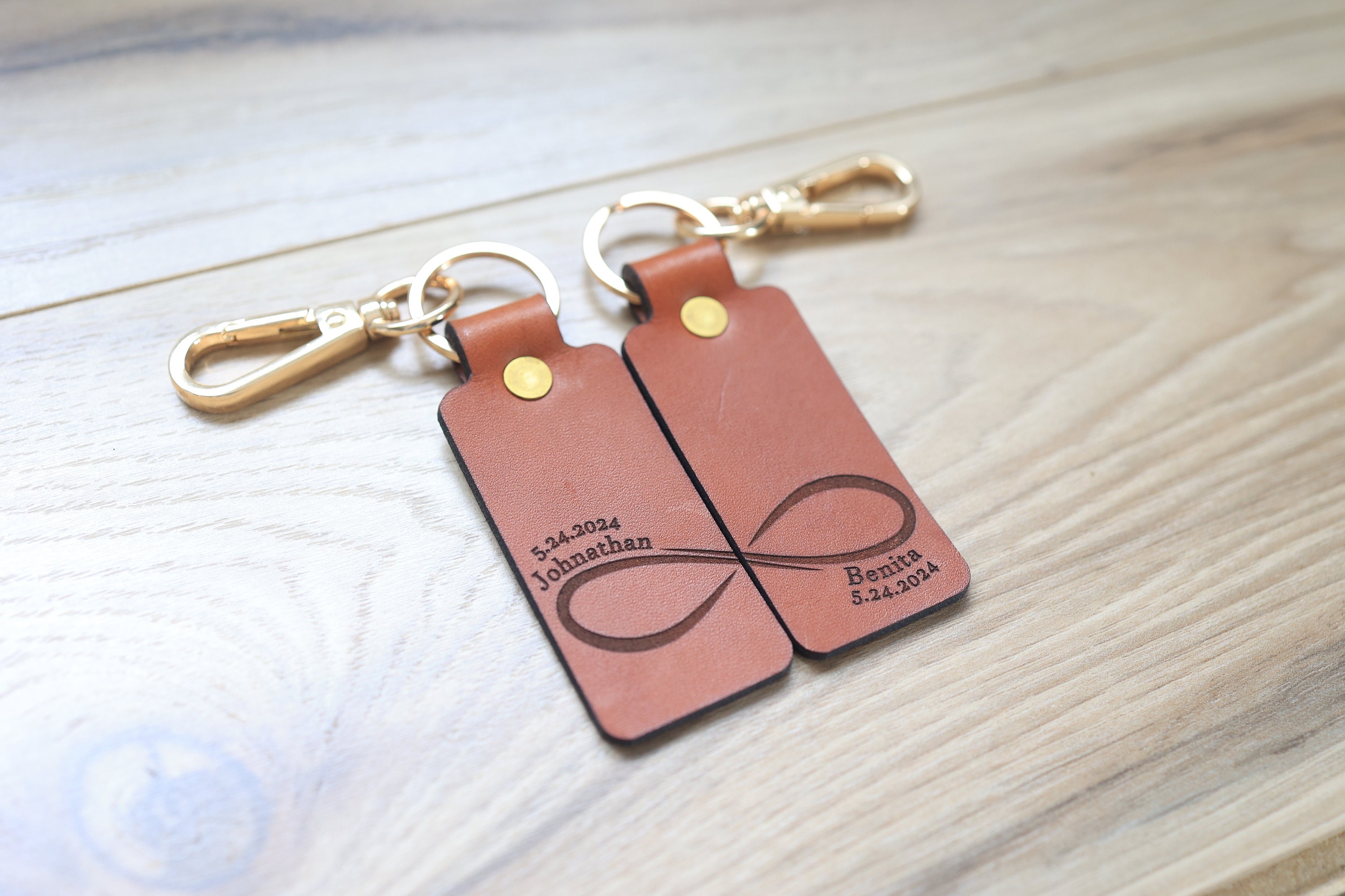 Infinity Leather Keychain Set Anniversary Gift Wedding Gift for Couple ...