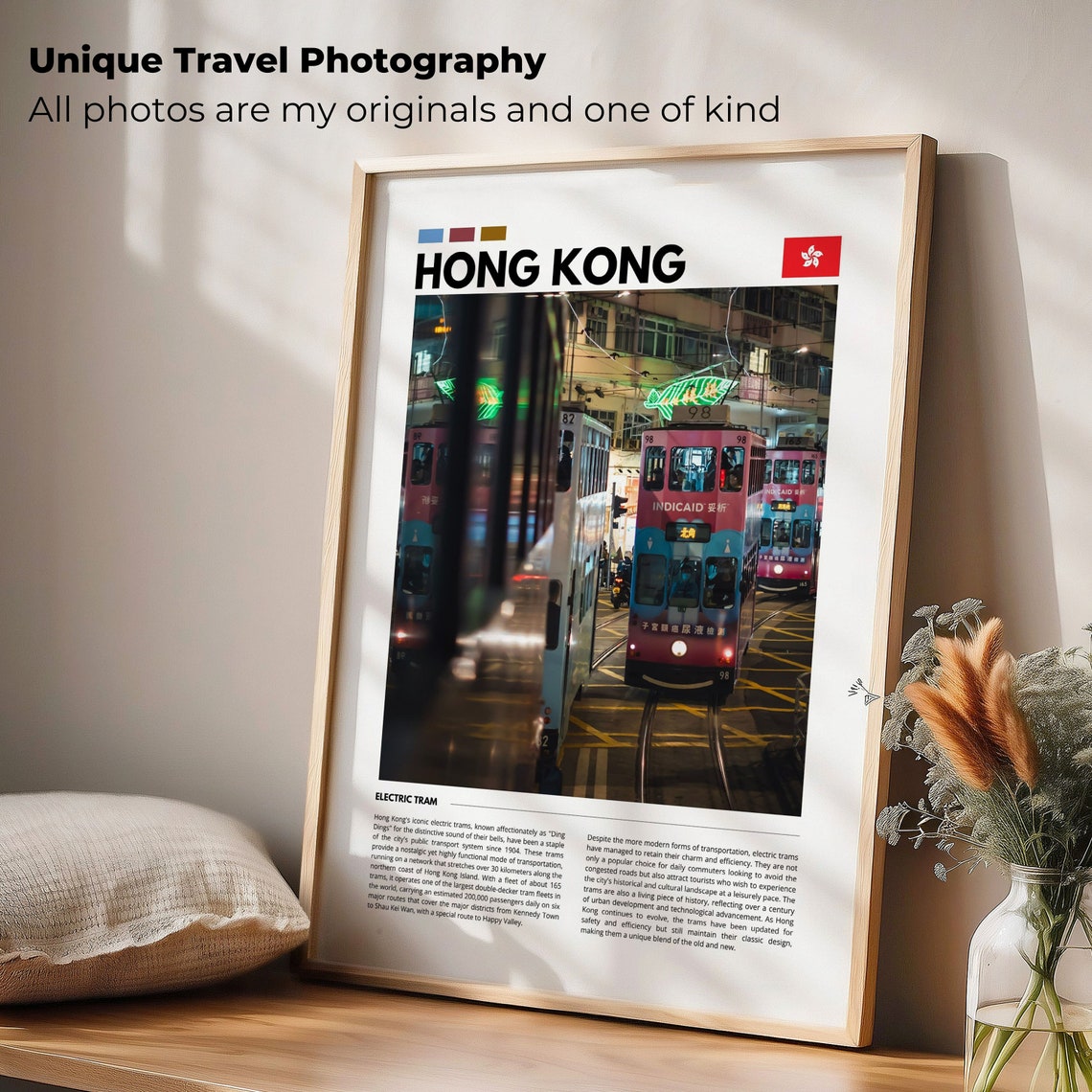 Vintage Hong Kong Tram Print | Iconic City Transport Wall Art | Travel ...