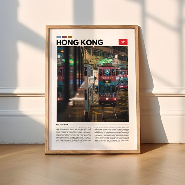 Vintage Hong Kong Tram Print Iconic City Transport Wall Art Travel ...