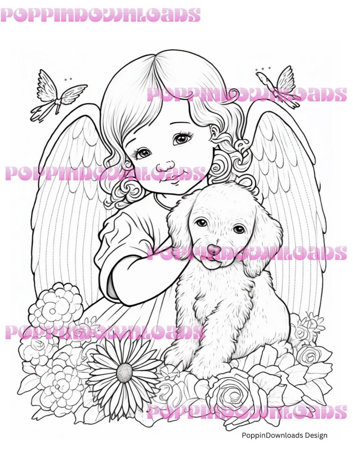 Find Peace and Relaxation With 20 Angel Coloring Pages. Great for Kids ...