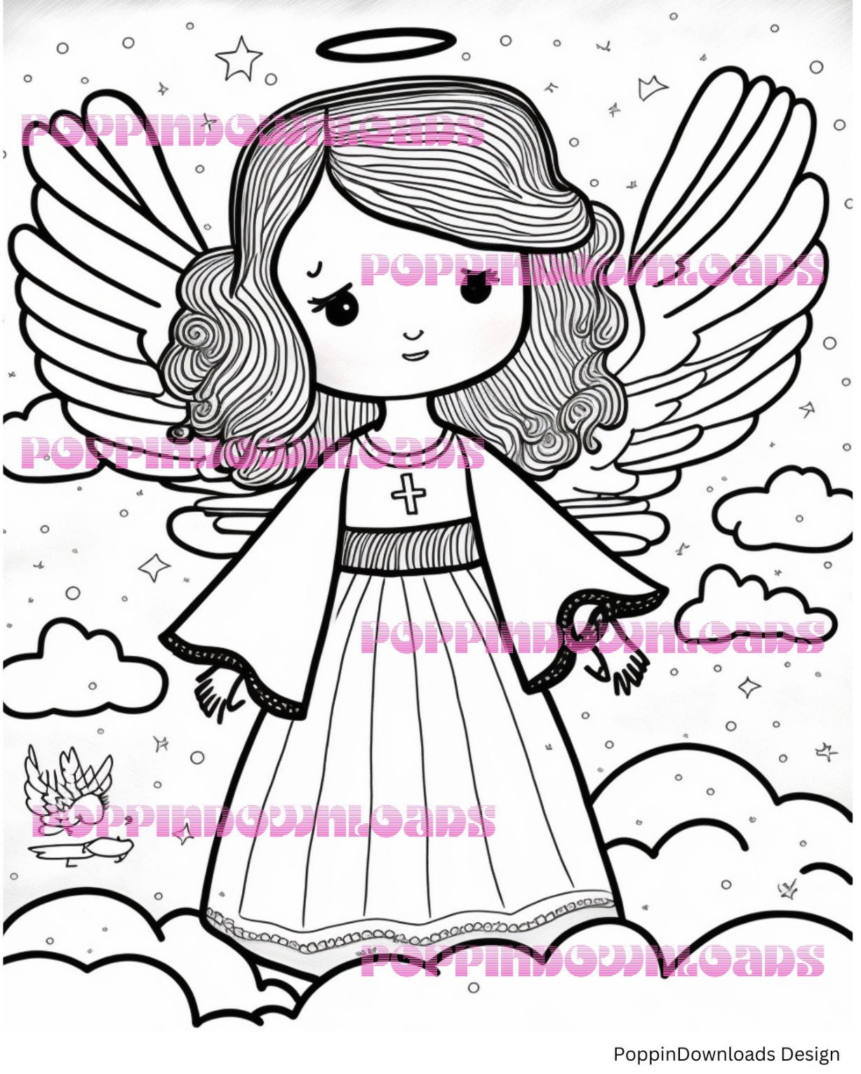 Find Peace and Relaxation With 20 Angel Coloring Pages. Great for Kids ...