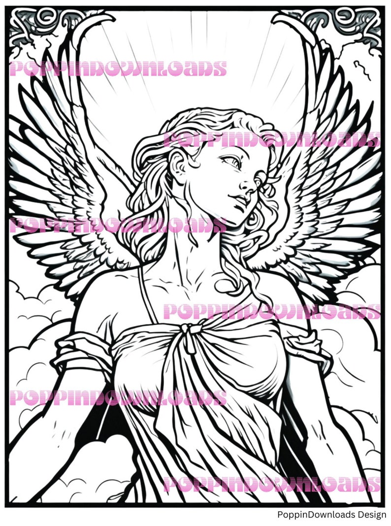 Find Peace and Relaxation With 20 Angel Coloring Pages. Great for Kids ...