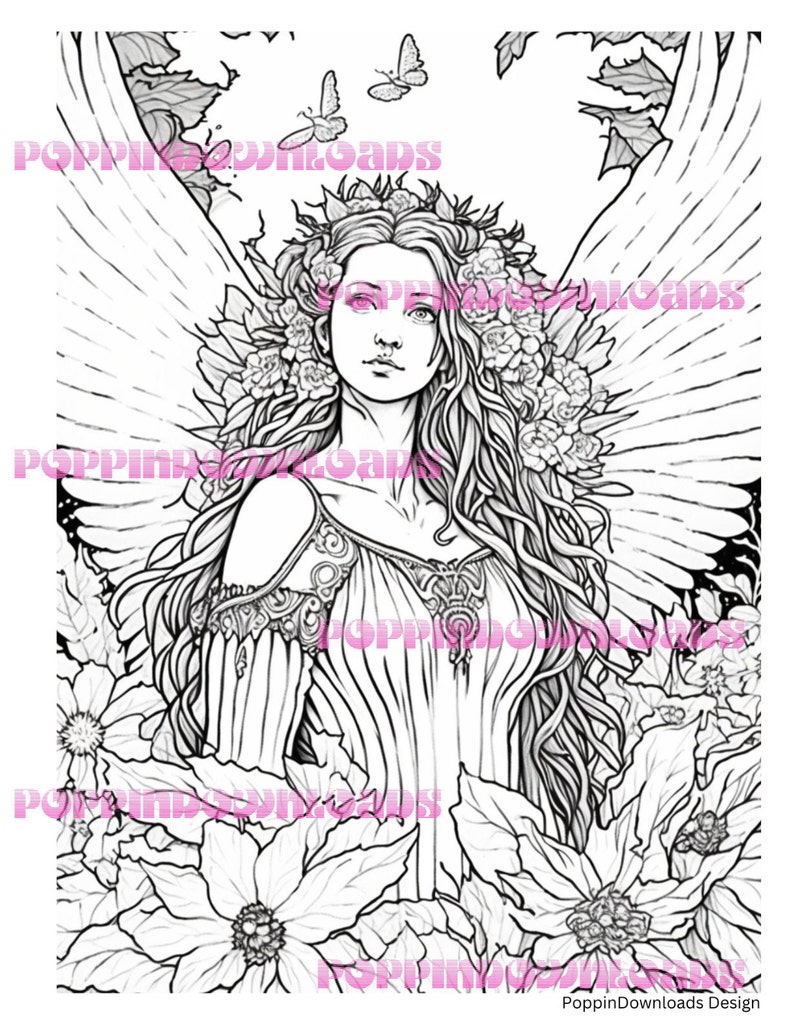 Find Peace and Relaxation With 20 Angel Coloring Pages. Great for Kids ...