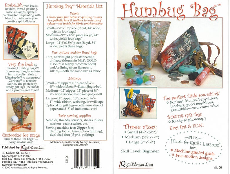 Humbug Bag Pattern - Etsy
