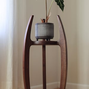 Handmade Walnut Wood Plant Stand: Mid-century Modern Style - Etsy