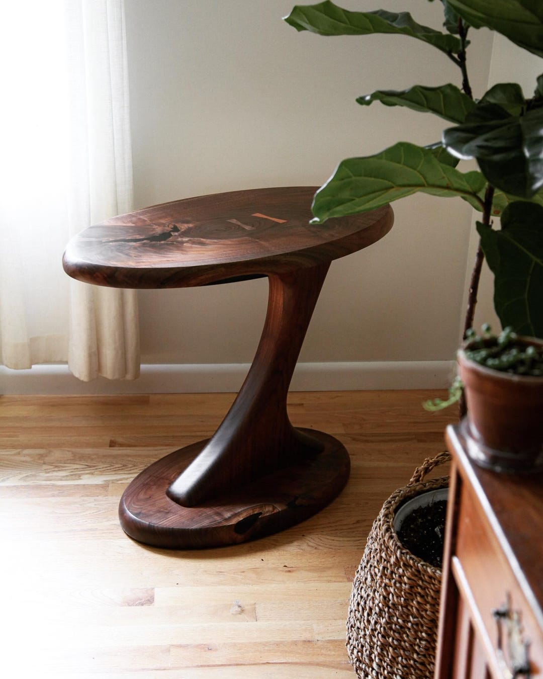 Solid Walnut End Table: Modern Wood Side Table, Nightstand - Etsy