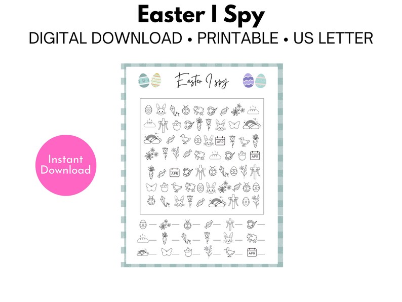 Easter I Spy Game | Easter Printable Game for Kids & Adults | Spring ...