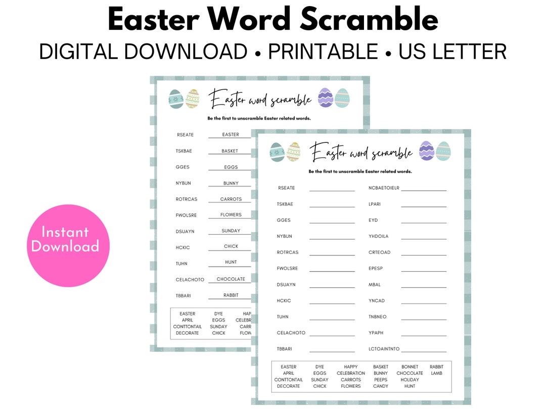Easter Word Scramble | Easter Printable Game for Kids & Adults | Spring ...