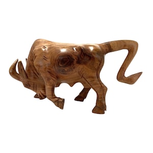 Handcrafted Rosewood Bull Sculpture Large 18x11'' Wild Bull Figurine ...