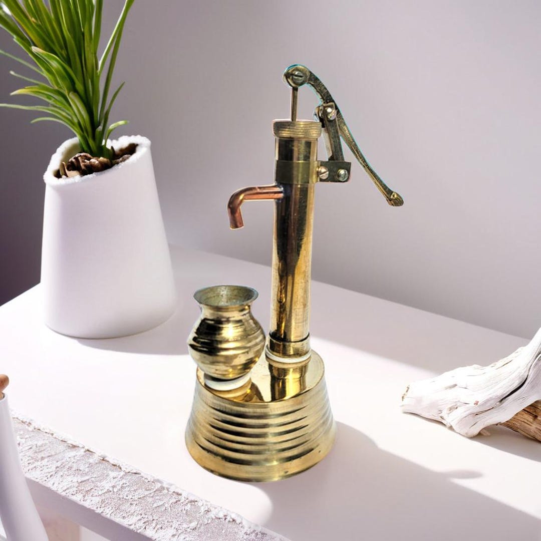 Hand Pump Handmade Brass Mini – Rustic Countryside Style Water Pump ...