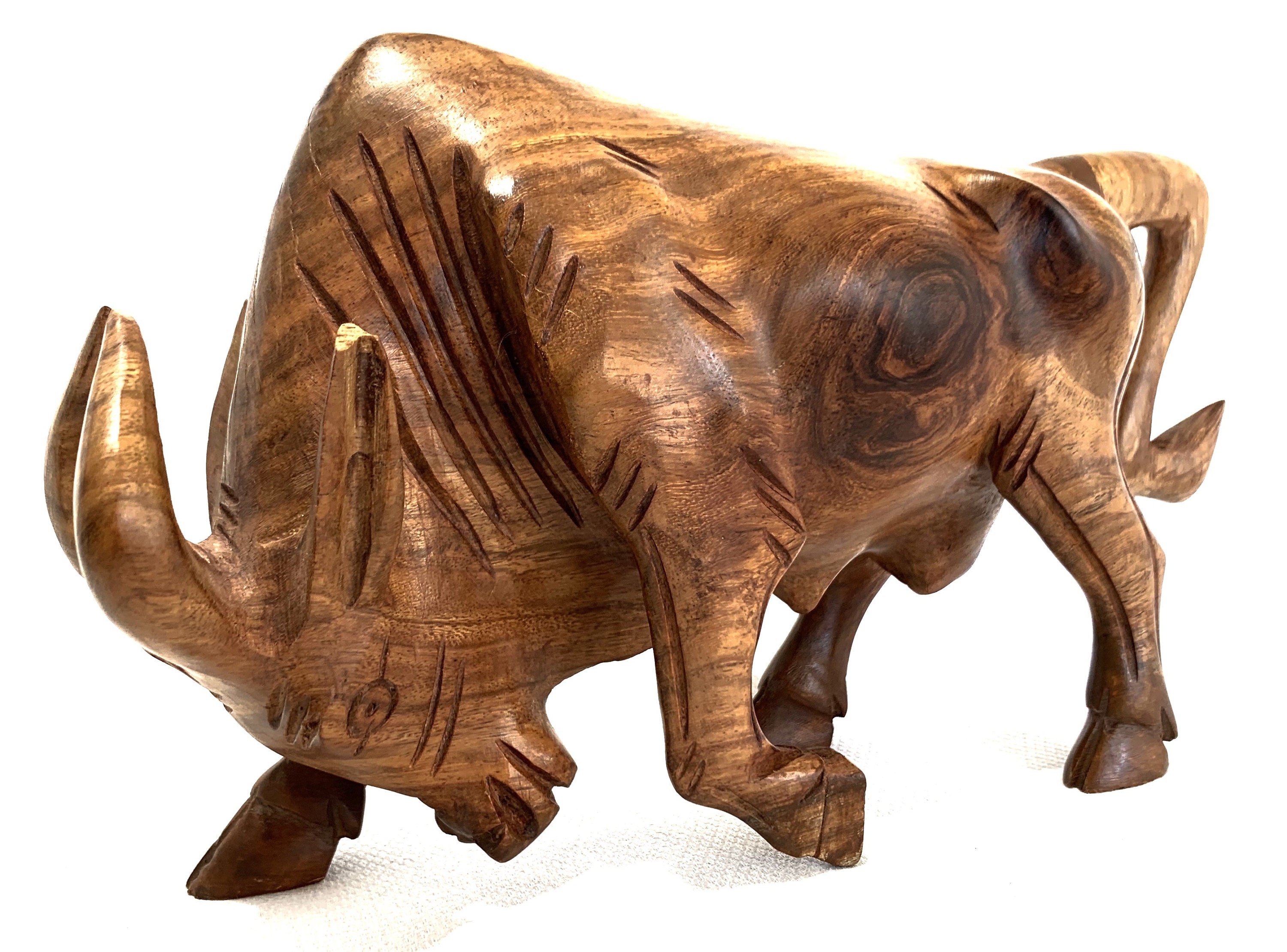 Rosewood Bull Sculpture, Large 18 X 11'', Hand Crafted Wooden Bull ...