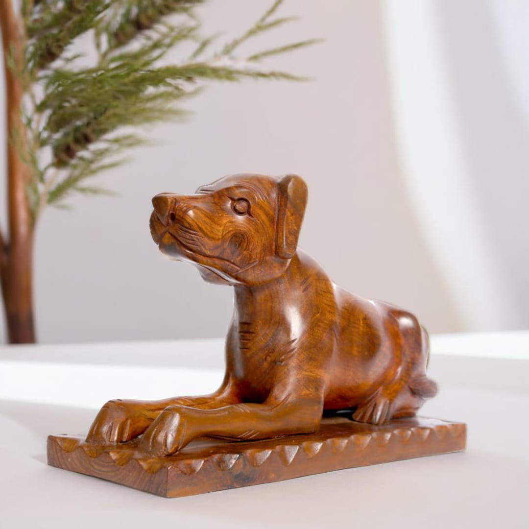 Handcrafted Wooden Dog Statue – Rustic Home Decor Figurine 12x8x4 Cm - Etsy