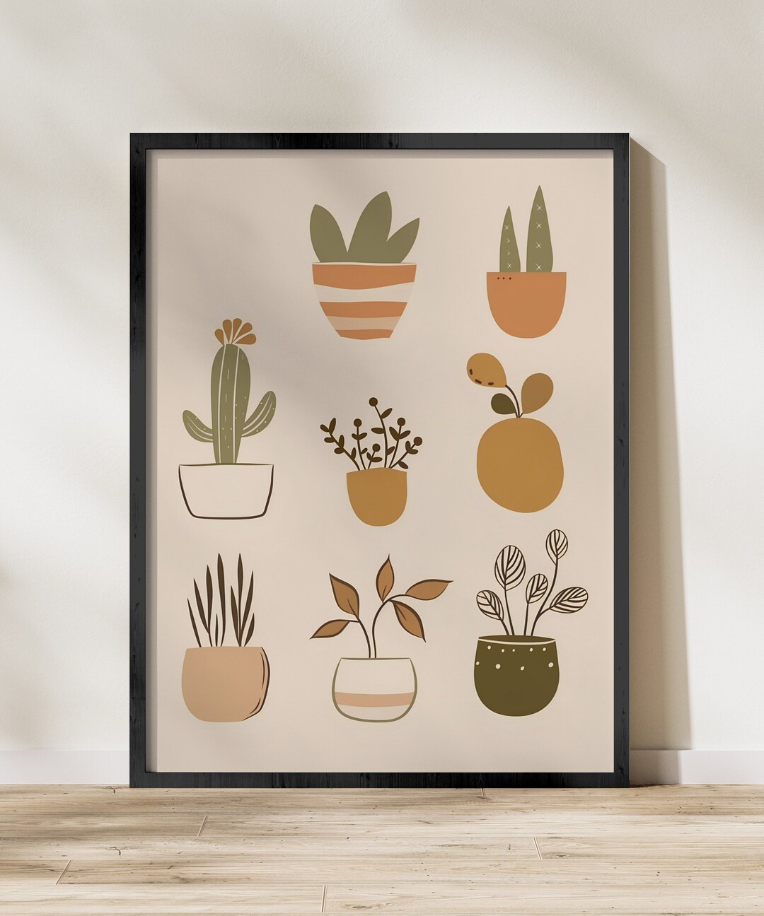 Modern Plant Art Print, Minimalist Potted Plants Poster, Digital ...