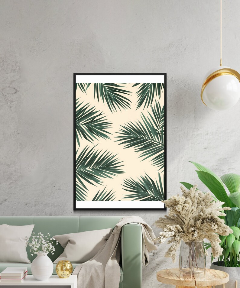 Tropical Palm Leaf Pattern, Printable Wall Art, Instant Download ...