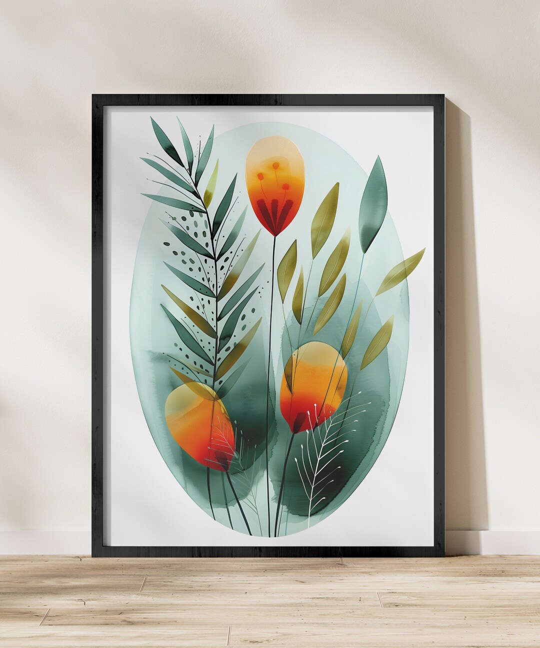 Abstract Botanical Art Printable, Modern Minimalist Plant Poster ...