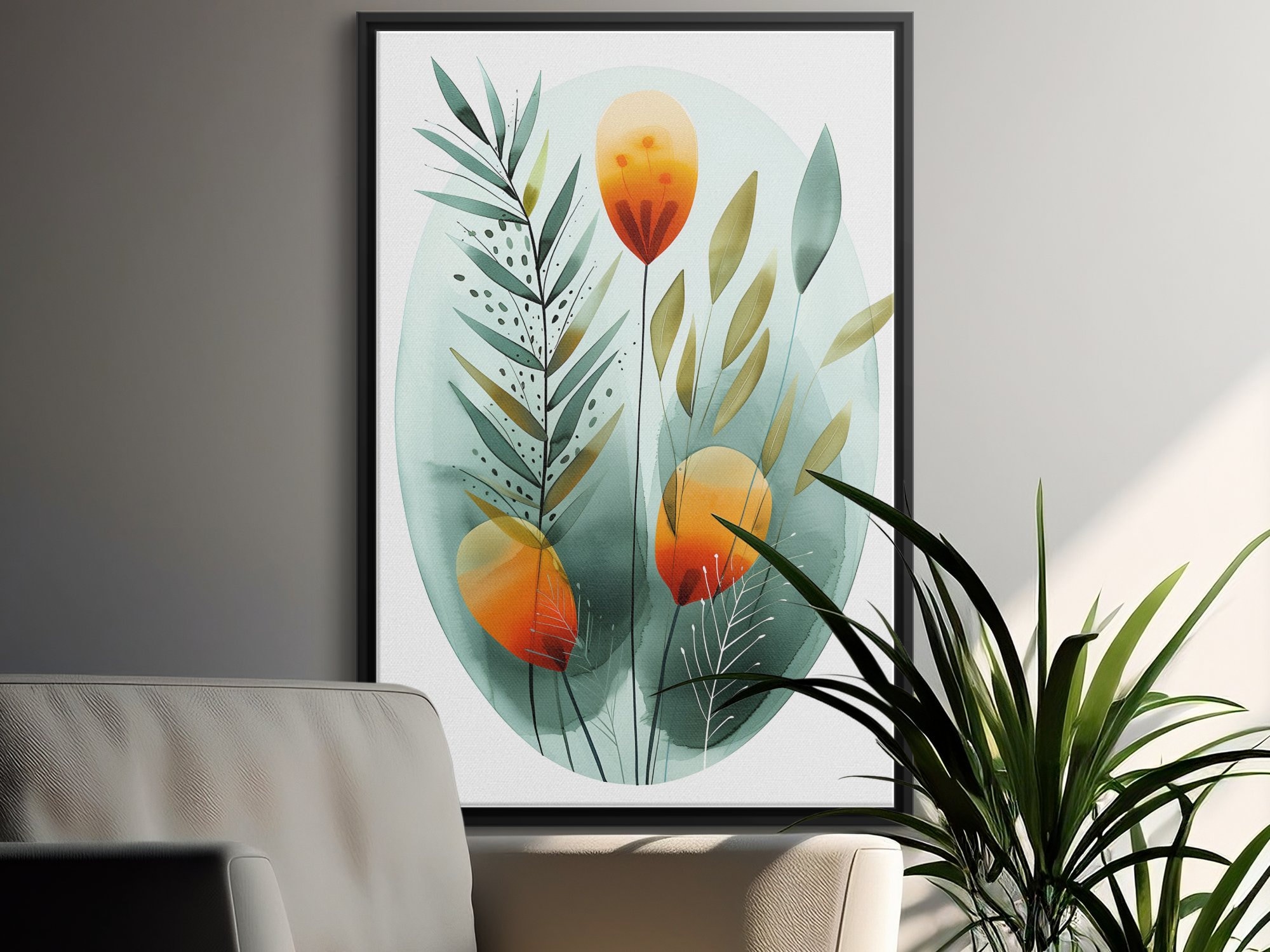 Abstract Botanical Art Printable, Modern Minimalist Plant Poster ...