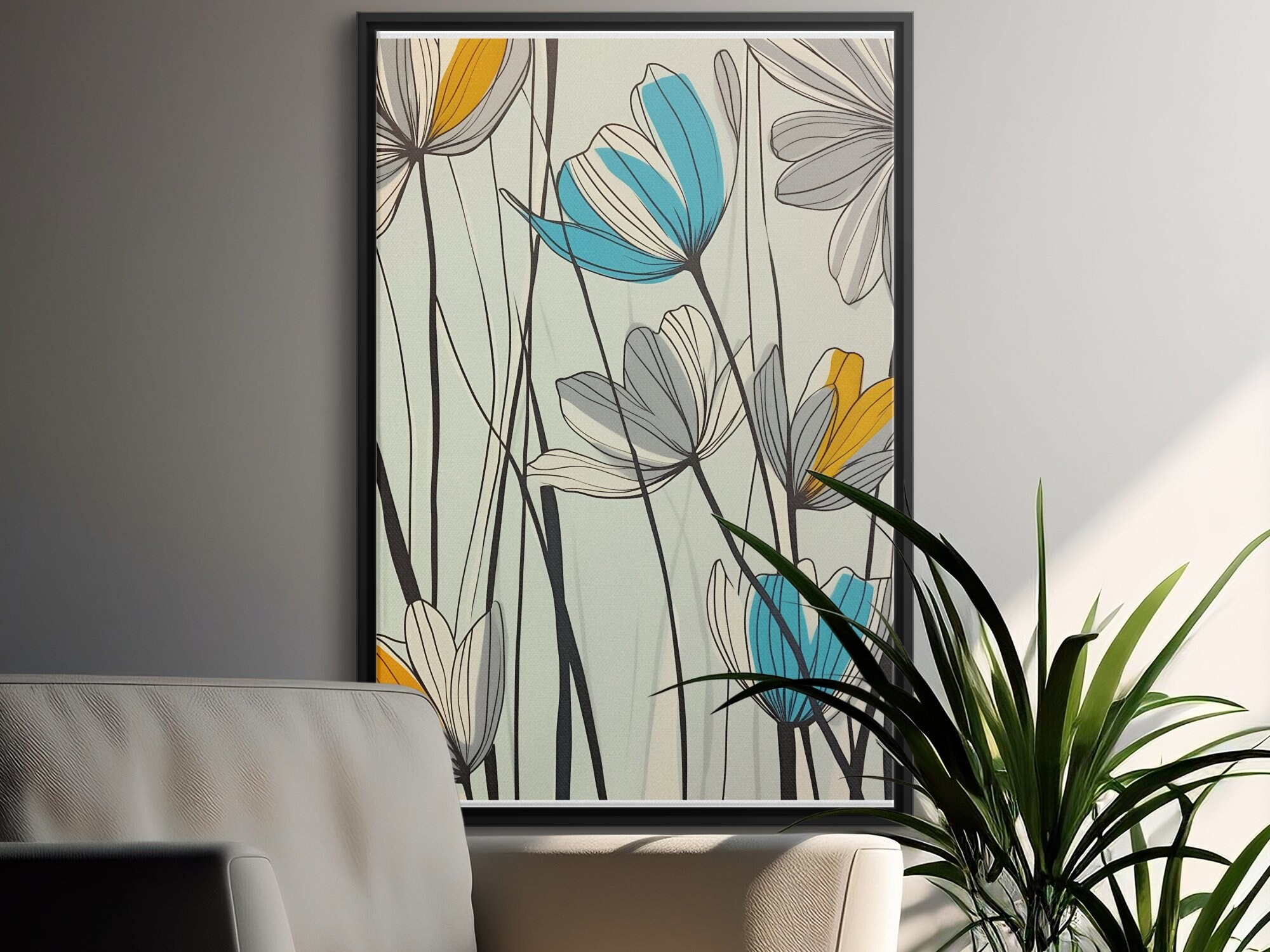 Abstract Floral Art Print, Modern Botanical Wall Decor, Contemporary ...