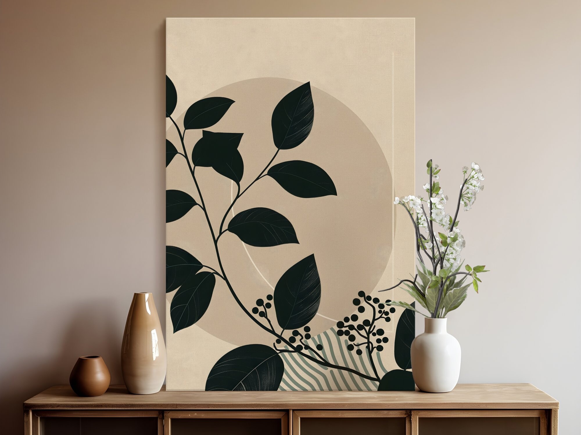 Modern Minimalist Abstract Botanical Art, Printable Wall Decor, Digital ...