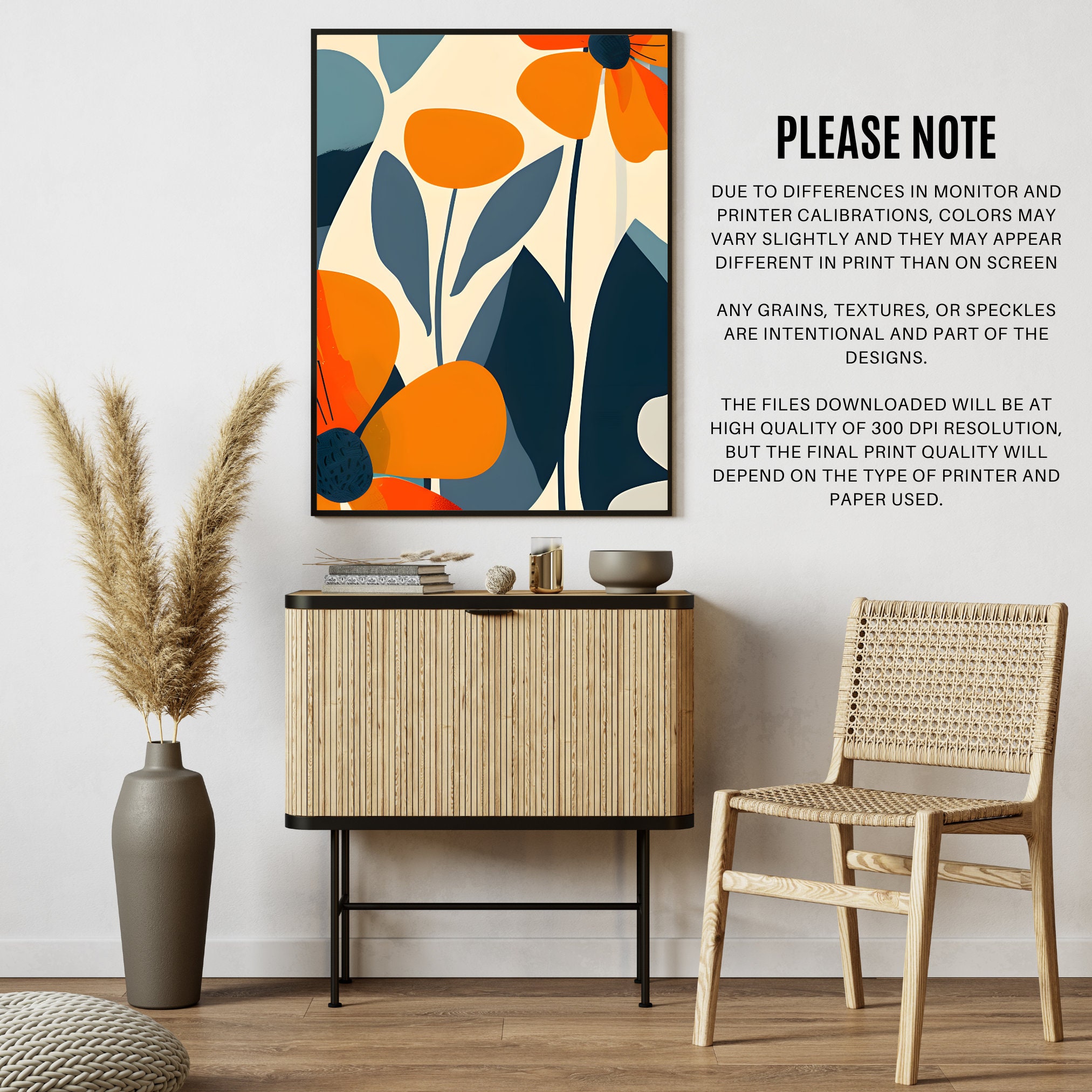 Mid-century Modern Abstract Floral Art Collage Geometric Boho Flower ...