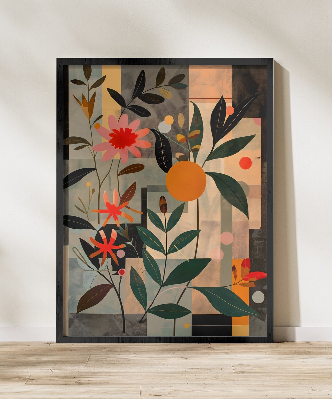 Modern Botanical Abstract Art Print, Digital Floral Wall Art ...