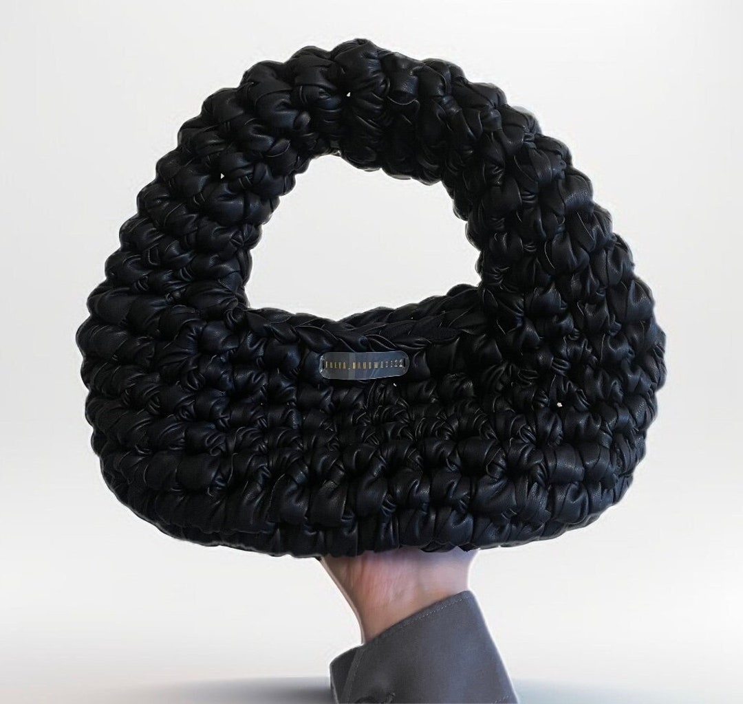 Black Sack-shaped Bag Made of Eco Leather With a Short Handle, Made ...