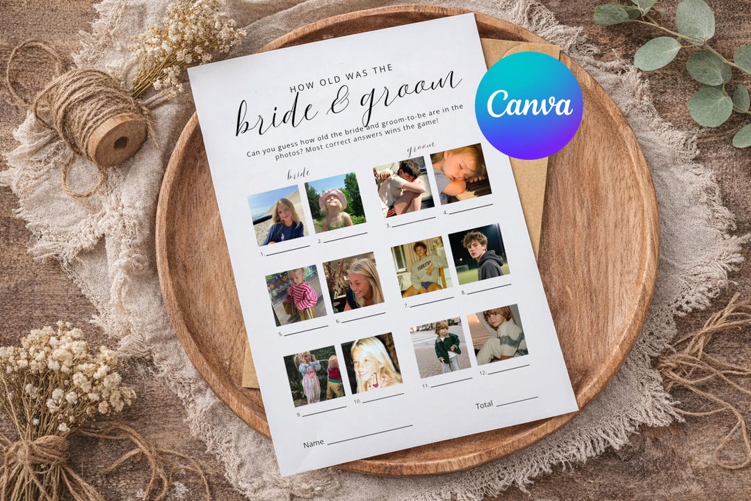 Guess the Age of the Bride and Groom - Canva Template, Print at Home ...
