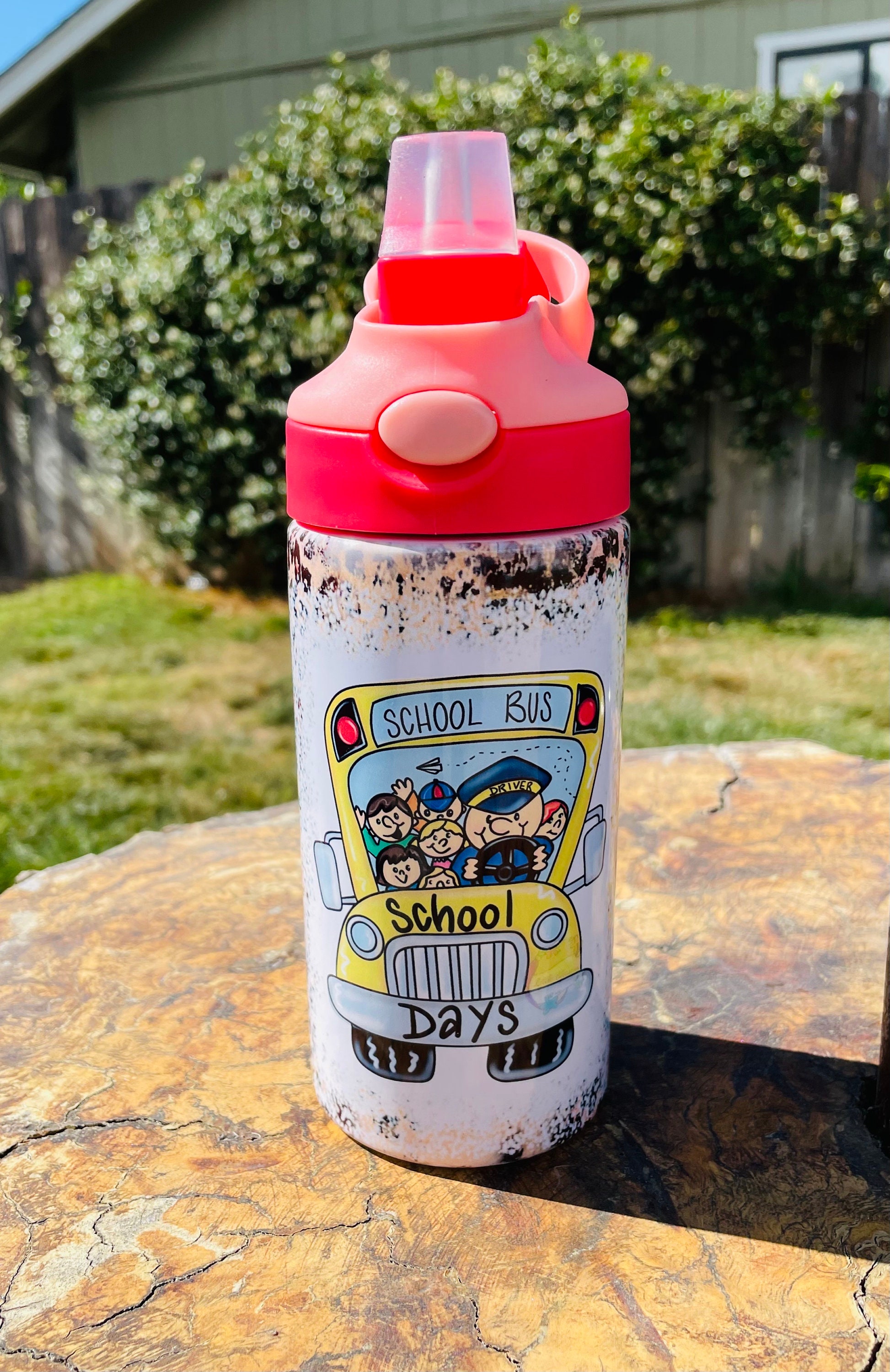School Bus Kids 12oz Flip Top Water Bottle Personalized - Etsy