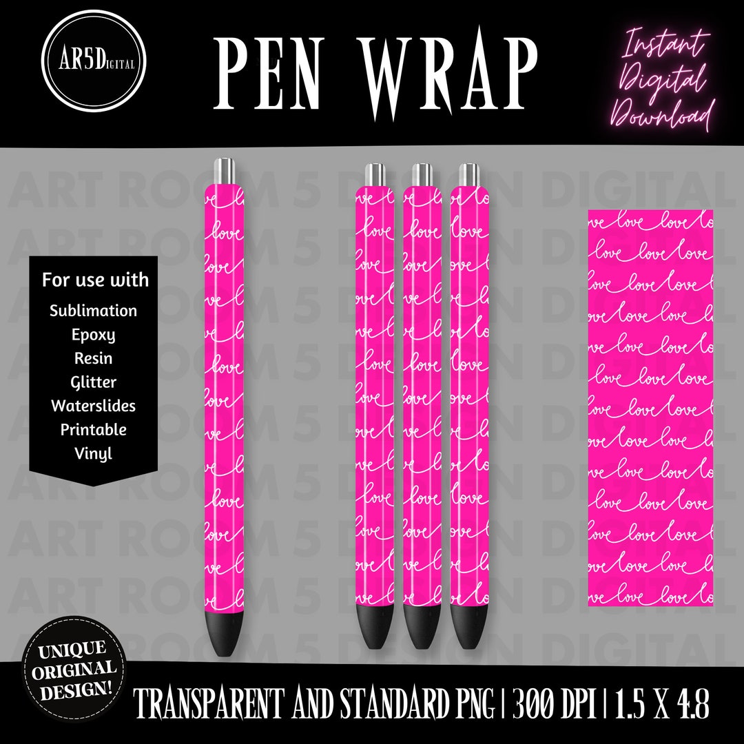 Love Script Pen Wrap, PNG, Sublimation Png, Waterslide Png, Digital ...