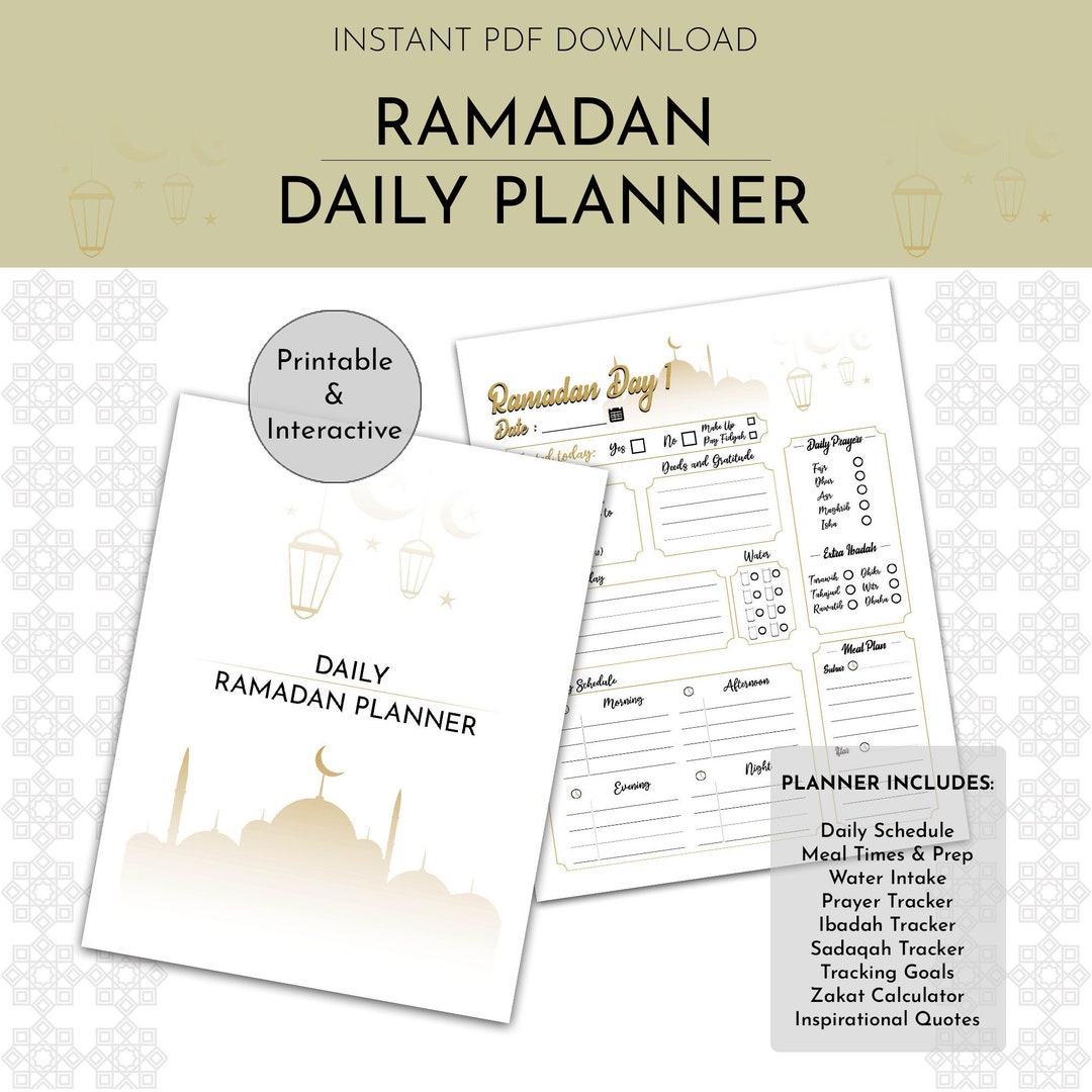2023 Ramadan Daily Planner, Printable Ramadan Planner, Daily Salat Tracker, Meal Planner, Zakat ...