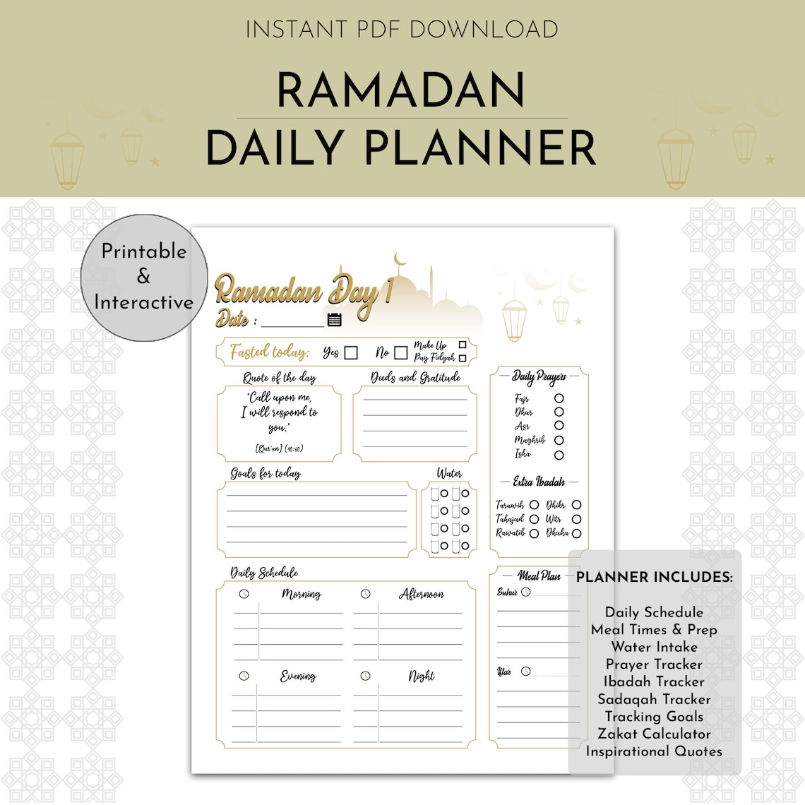 2023 Ramadan Daily Planner, Printable Ramadan Planner, Daily Salat ...