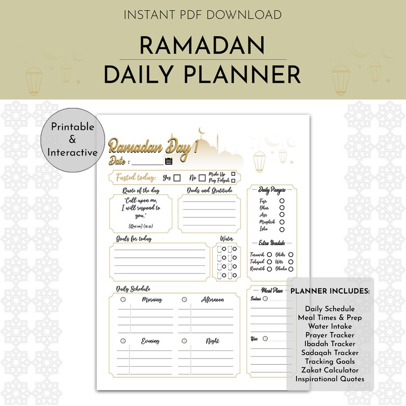 2023 Ramadan Daily Planner, Printable Ramadan Planner, Daily Salat ...