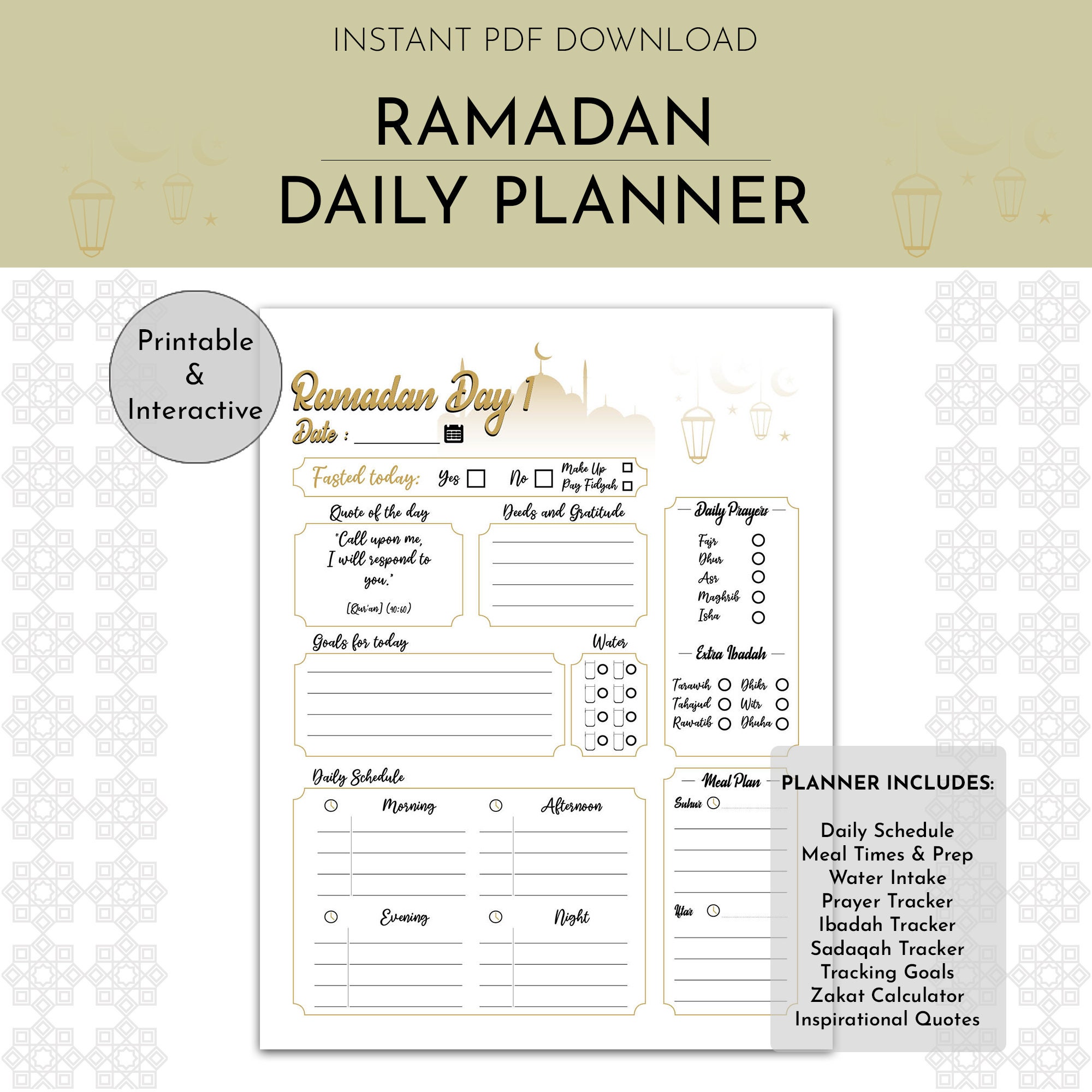 2023 Ramadan Daily Planner, Printable Ramadan Planner, Daily Salat ...