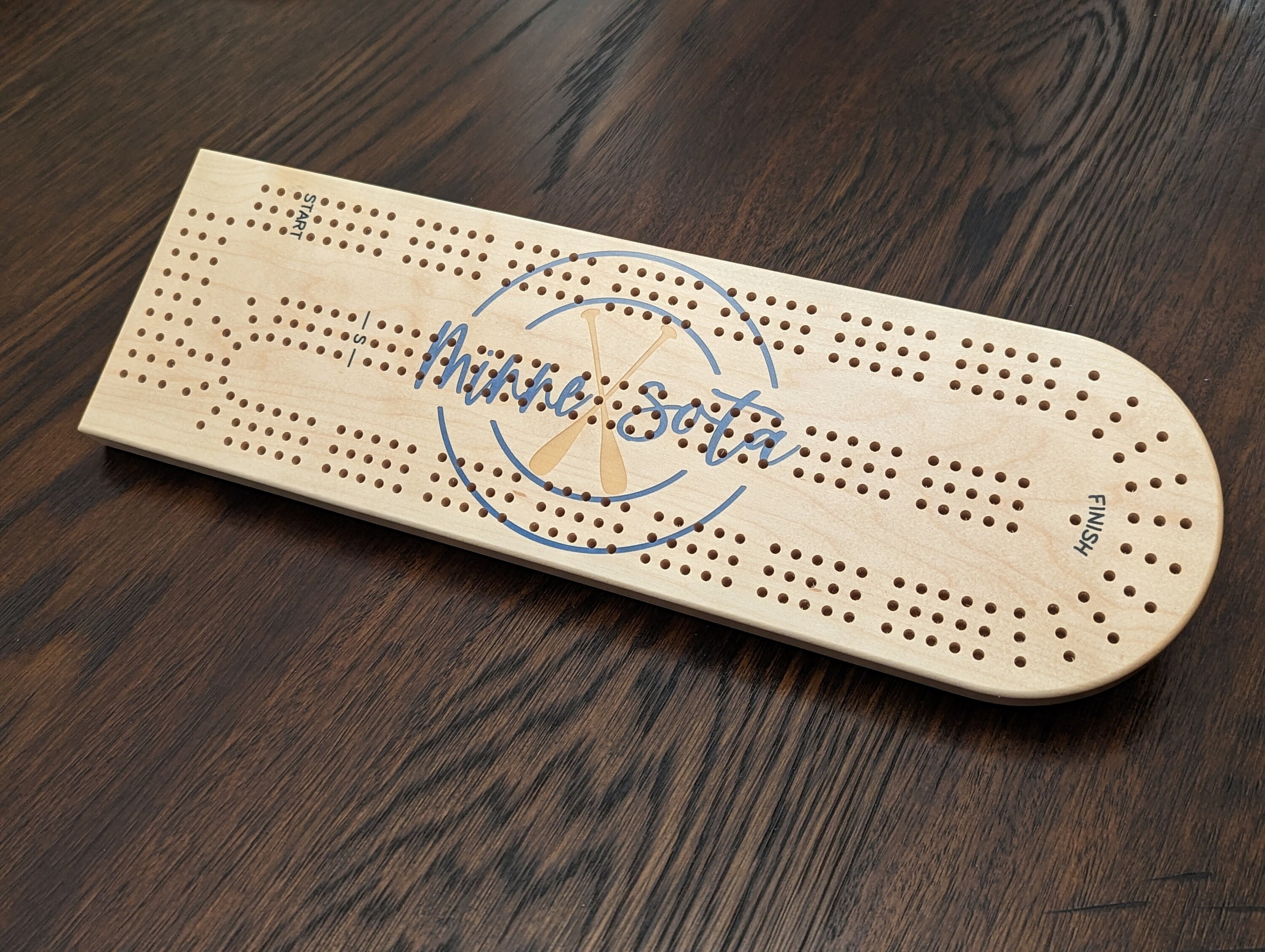 Minnesota Handcrafted Cribbage Board With Pegs and Epoxy Inlay - Etsy