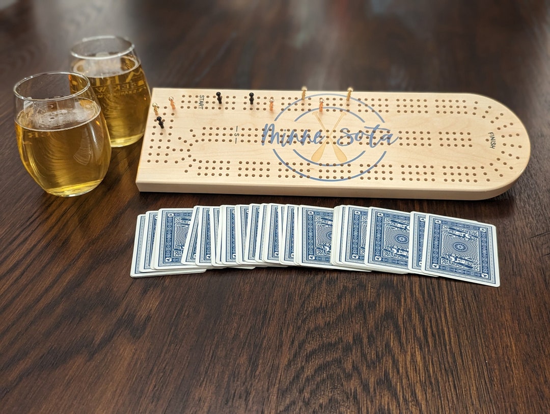 Minnesota Handcrafted Cribbage Board With Pegs and Epoxy Inlay - Etsy