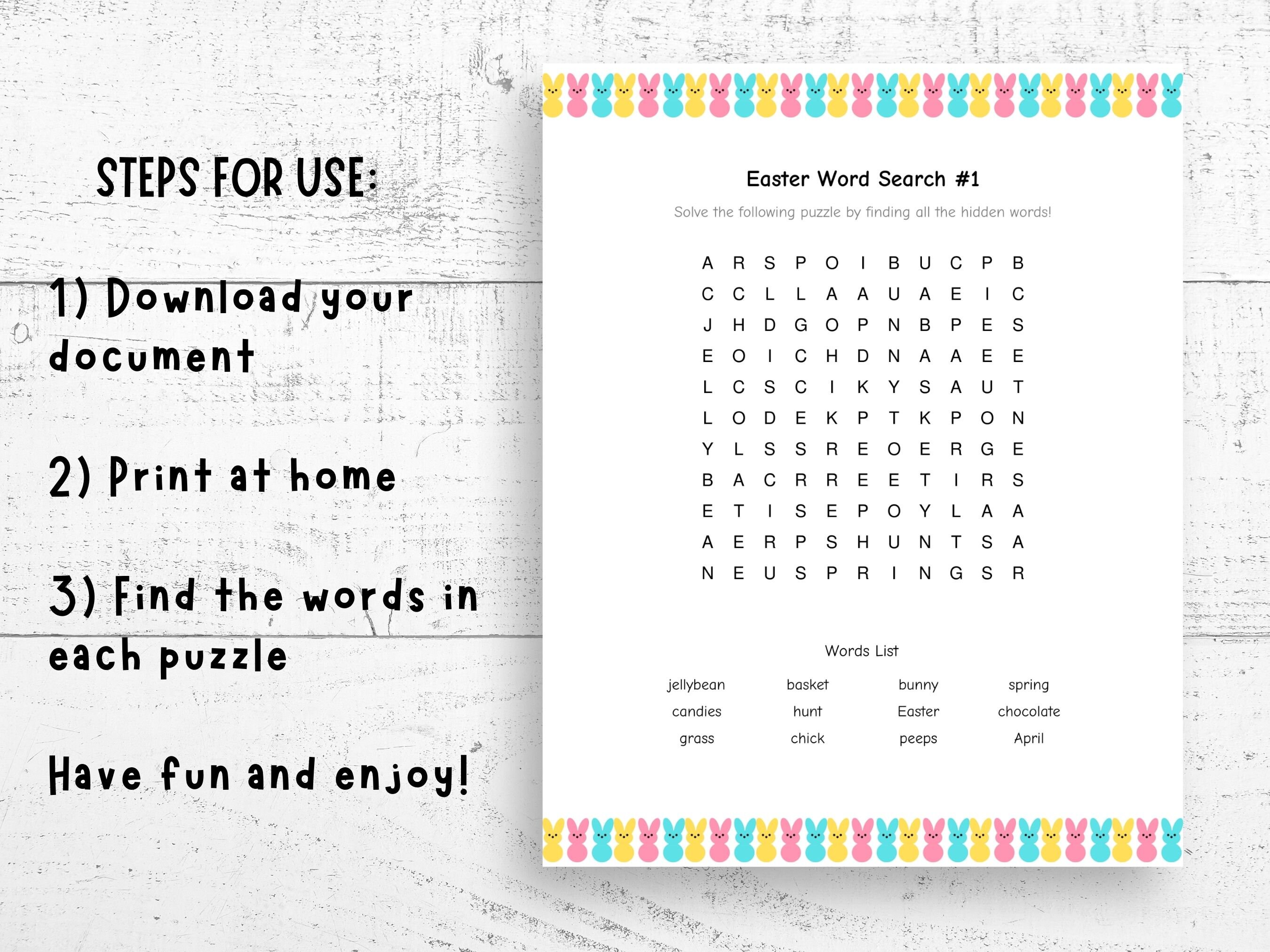 2 Easter Word Search Puzzles and Answer Key, Easter Kids Activity ...