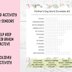 Mother's Day Word Scramble Bundle, 3 Pages, Mother's Day Table Games ...
