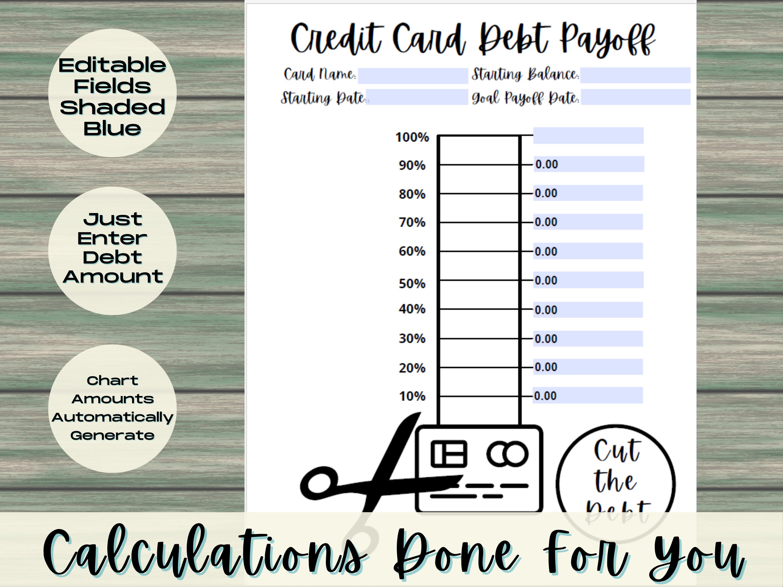 Credit Card Debt Payoff Tracker, Debt Payoff Thermometer, Debt Payoff ...
