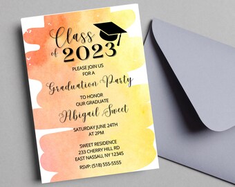 Canva Editable Graduation Invitation Template - Etsy