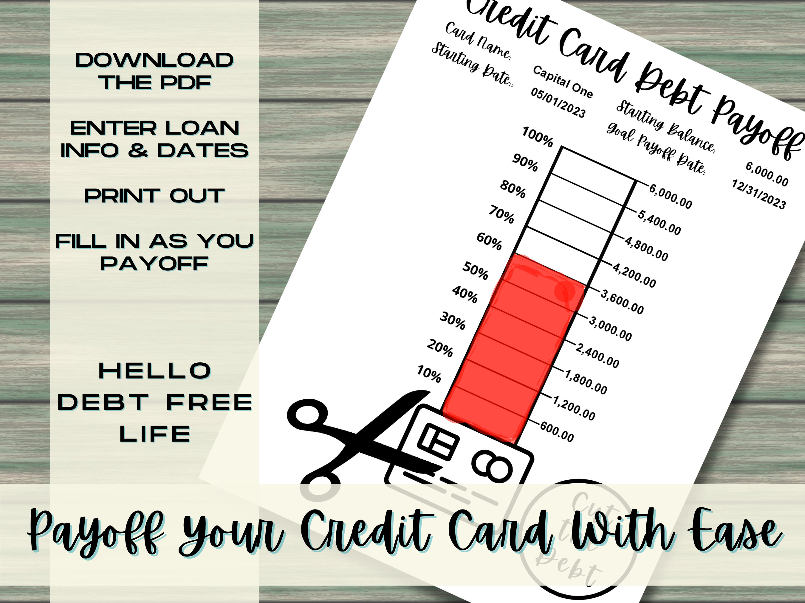 Credit Card Debt Payoff Tracker, Debt Payoff Thermometer, Debt Payoff ...