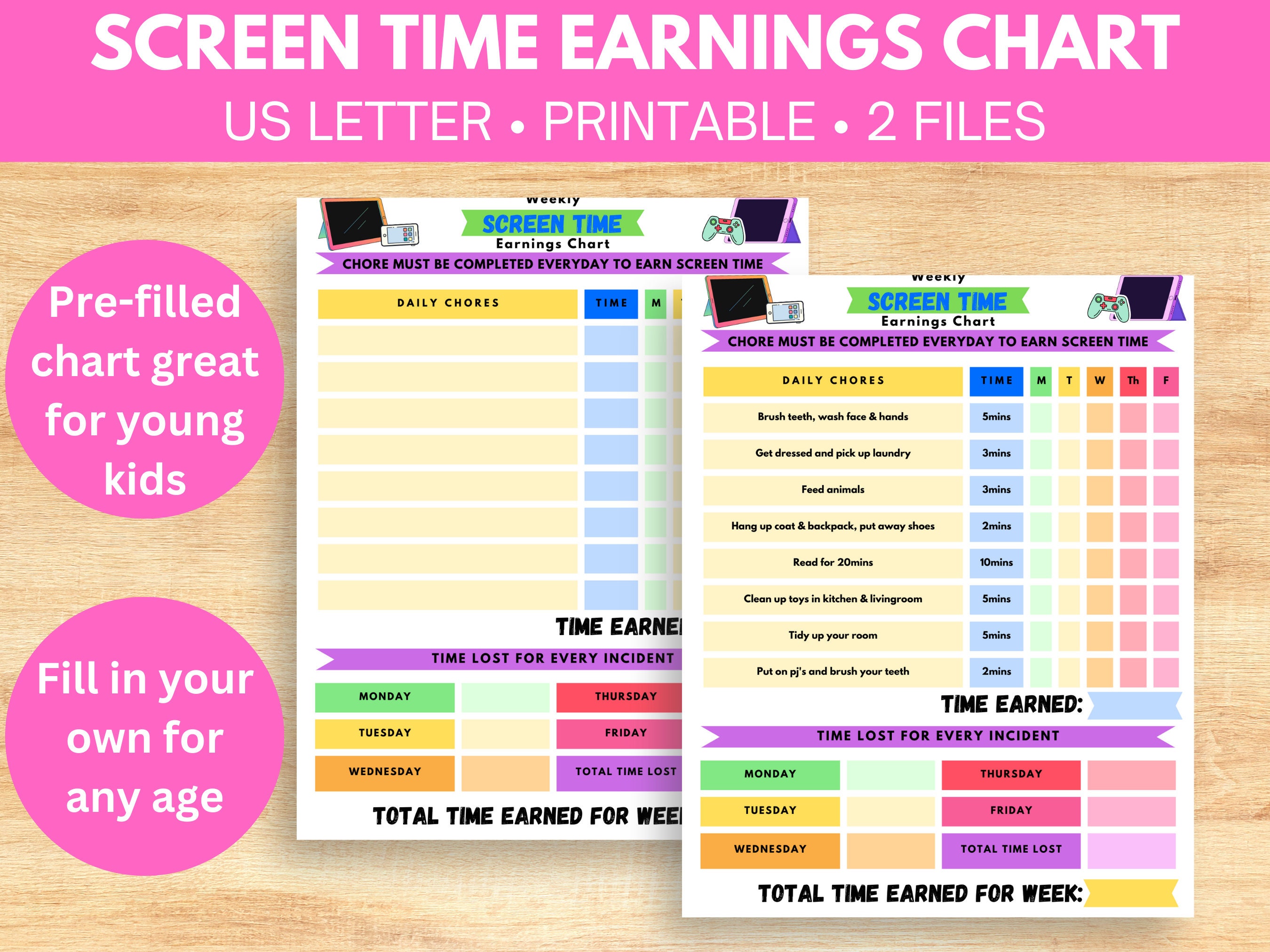 Screen Time Earnings Chart - Etsy