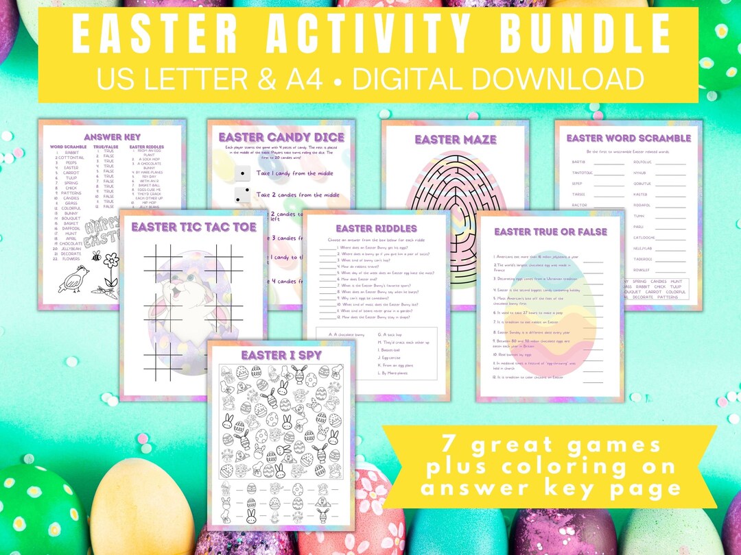 8 Page Easter Games Bundle, Easter Activities Bundle, Family Games ...