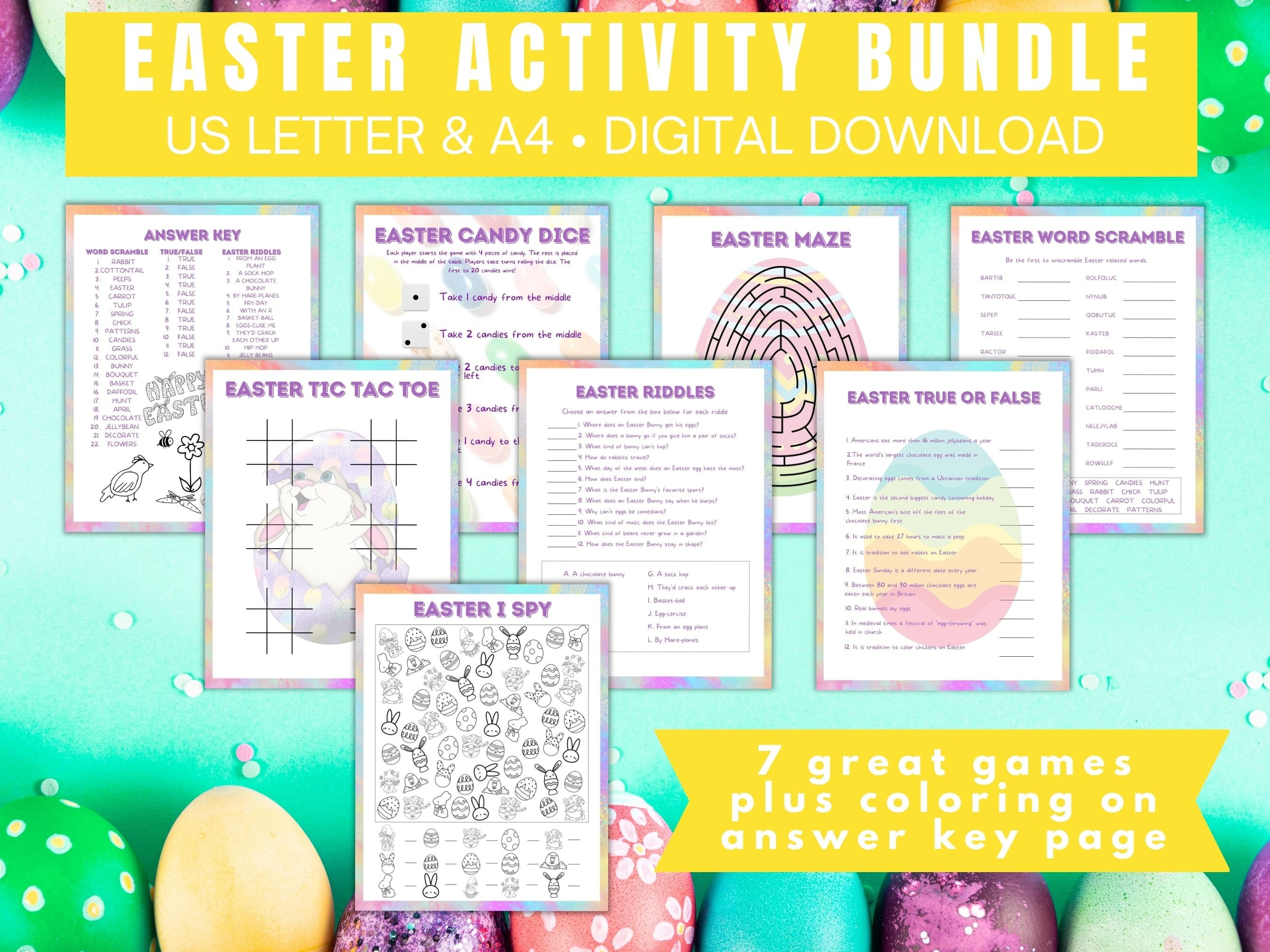 8 Page Easter Games Bundle, Easter Activities Bundle, Family Games ...