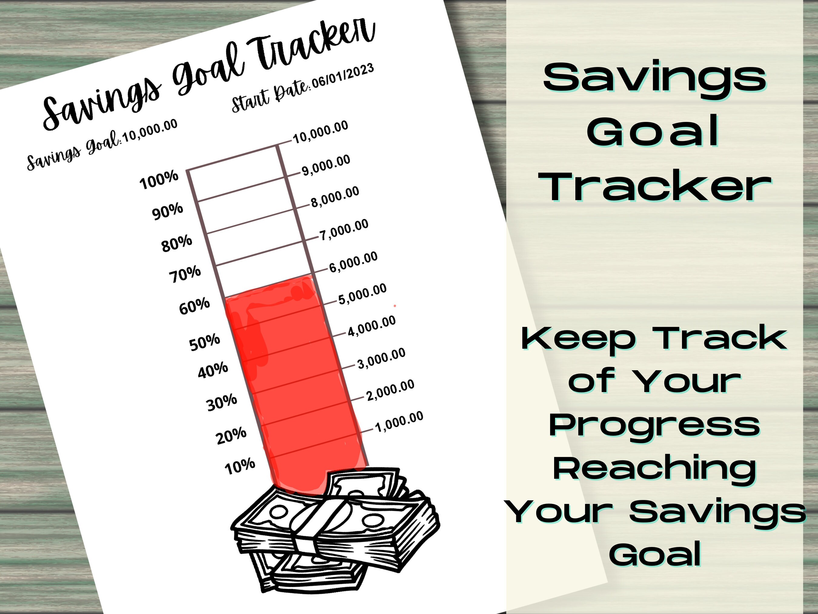 Savings Goal Tracker, Savings Thermometer, Savings Challenge, Savings ...