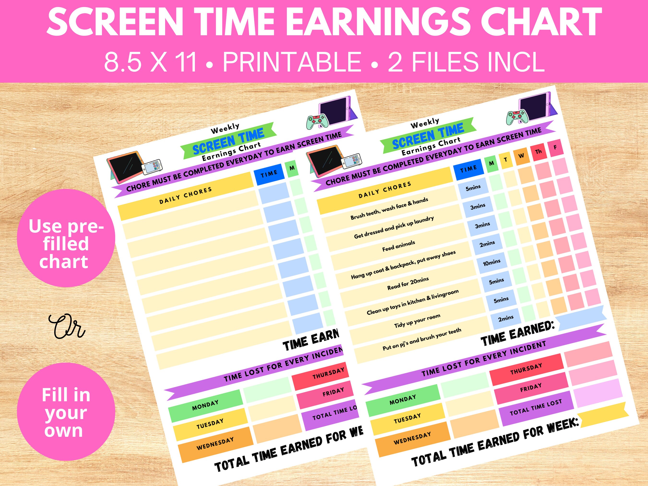 Screen Time Earnings Chart - Etsy