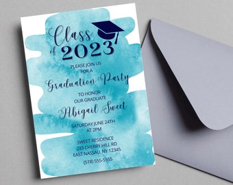 Canva Editable Graduation Invitation Template - Etsy