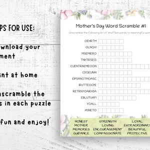 Mother's Day Word Scramble Bundle, 3 Pages, Mother's Day Table Games ...