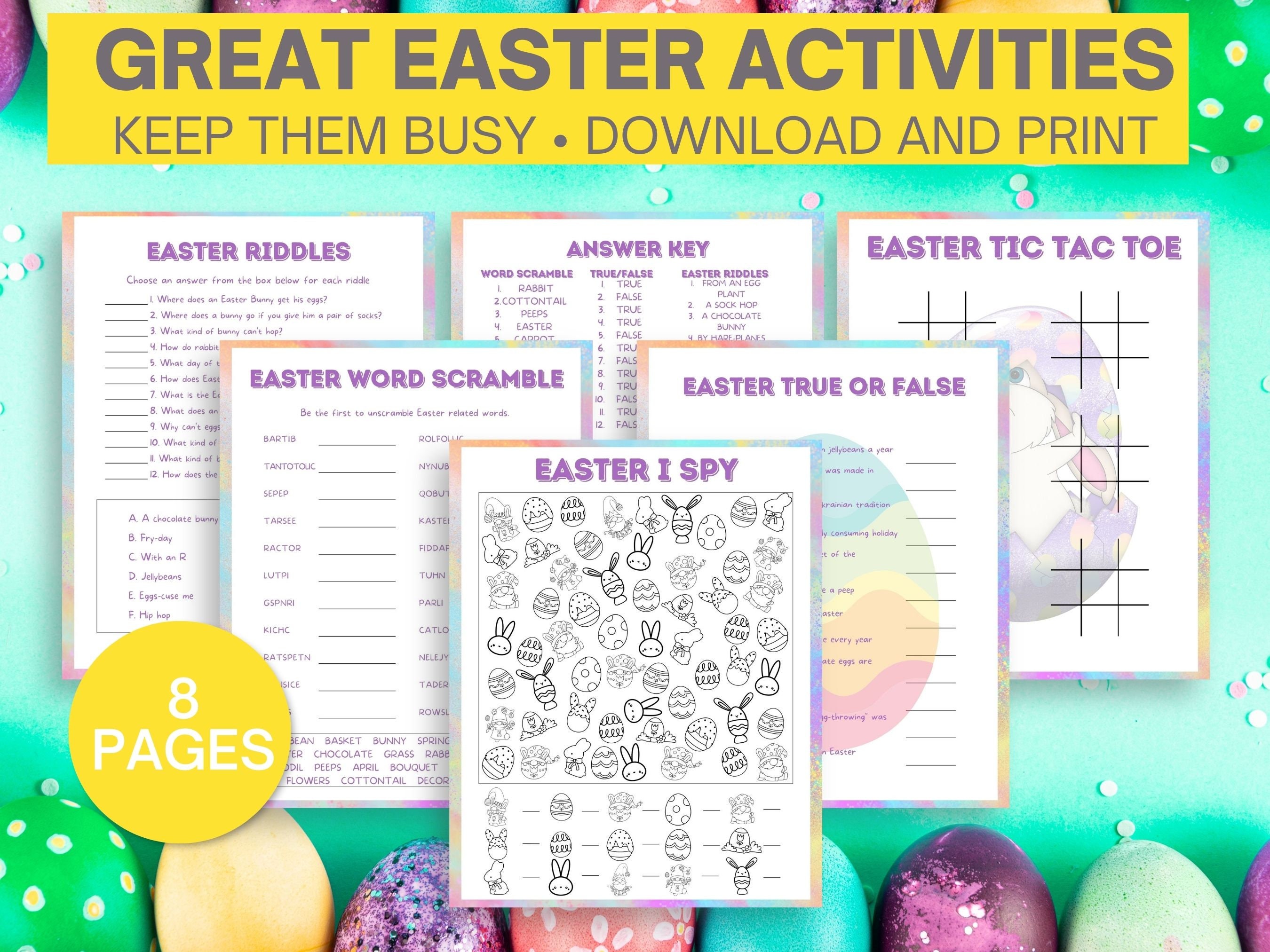 8 Page Easter Games Bundle, Easter Activities Bundle, Family Games ...